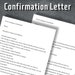 Confirmation Letter, Printable Confirmation Order, Confirming Agreement ...