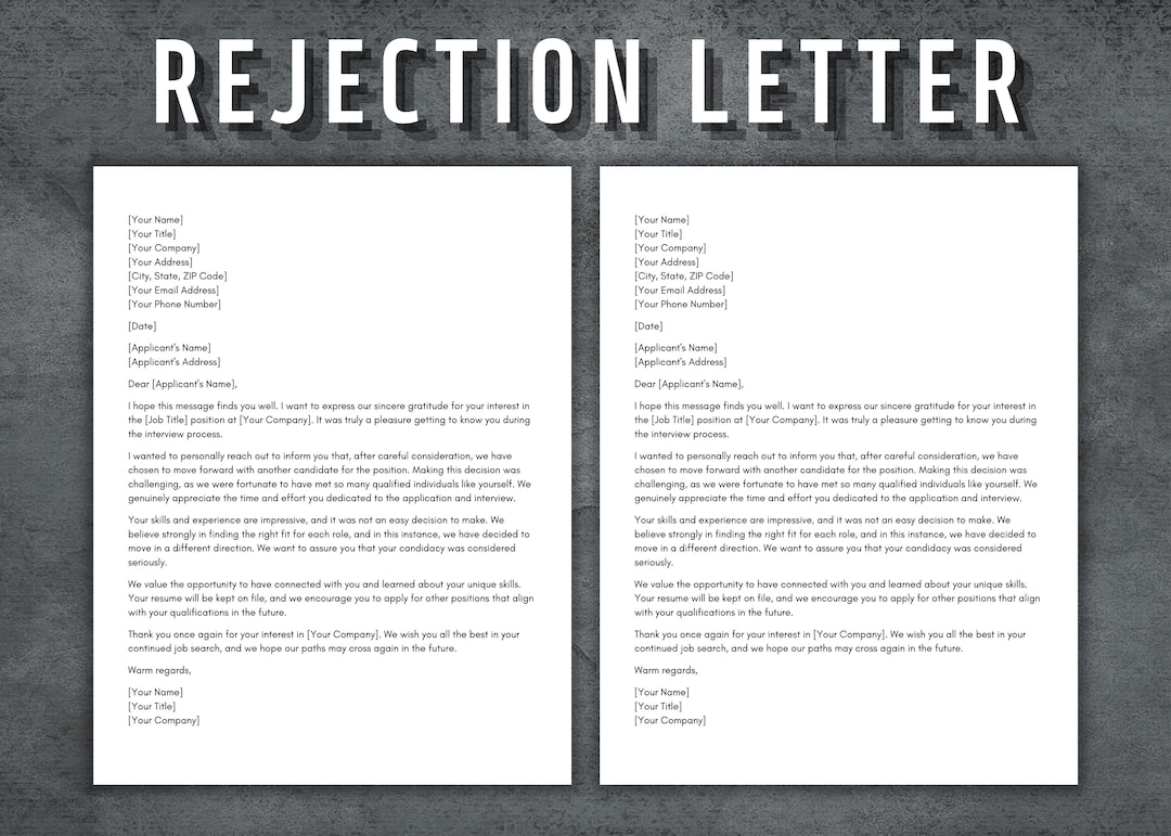 Rejection Letter Template, Printable Rejection Letter, Job Rejection ...