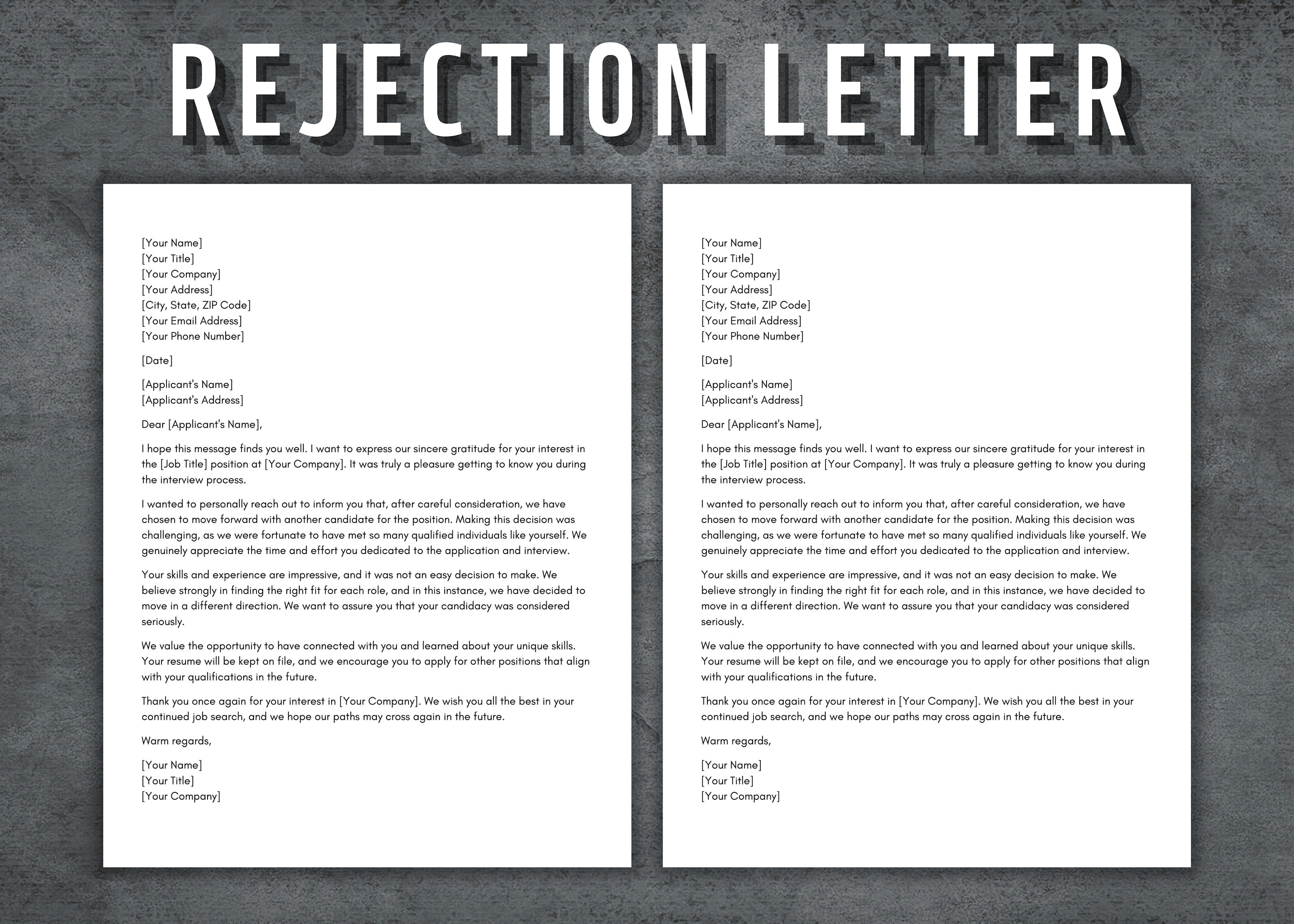 Rejection Letter Template, Printable Rejection Letter, Job Rejection ...