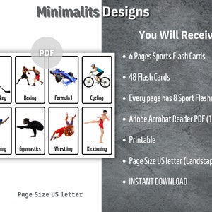 Sports Flash Cards, Preschool Flashcards, Printable Montessori Cards ...