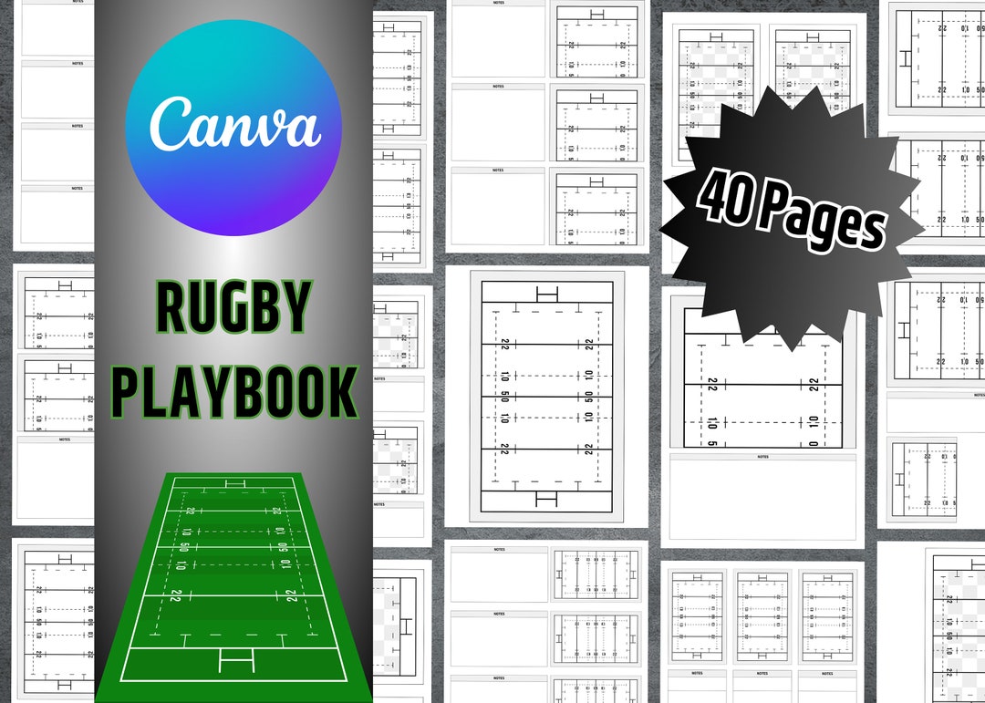 Rugby Playbook Template, Printable Blank Rugby Diagrams, Canva Template ...