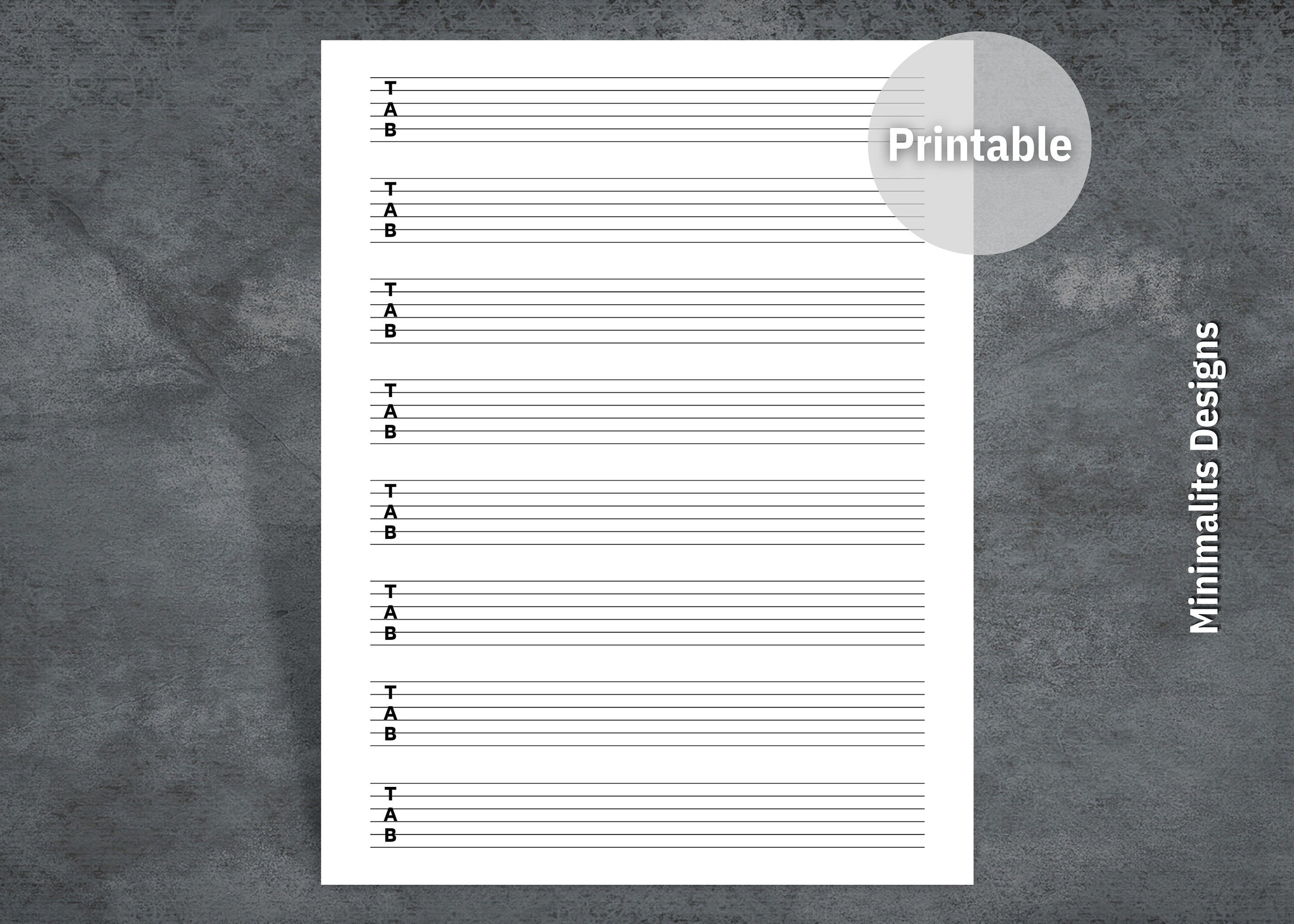 Guitar Music Sheet Printable Guitar Tablature Paper Blank - Etsy