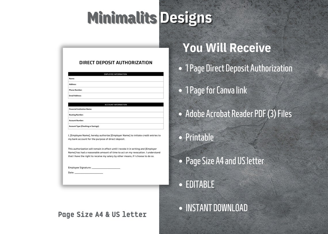 Direct Deposit Authorization, Employee Direct Deposit Authorization ...