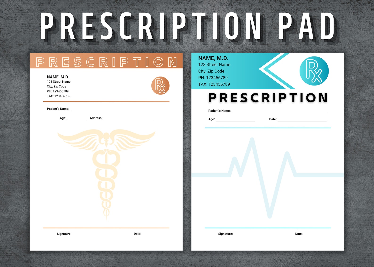 Prescription Pad Template, Rx Prescription Template, Printable ...