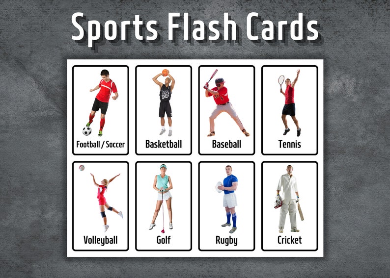 Sports Flash Cards, Preschool Flashcards, Printable Montessori Cards ...