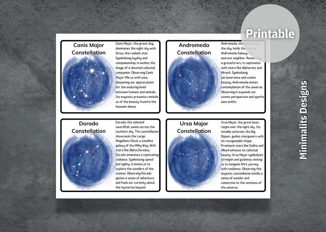 Constellations Flashcards, Preschool Flashcards, Printable Montessori ...
