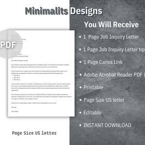 Job Inquiry Letter, Printable Job Inquiry Template, Letter of Inquiry ...