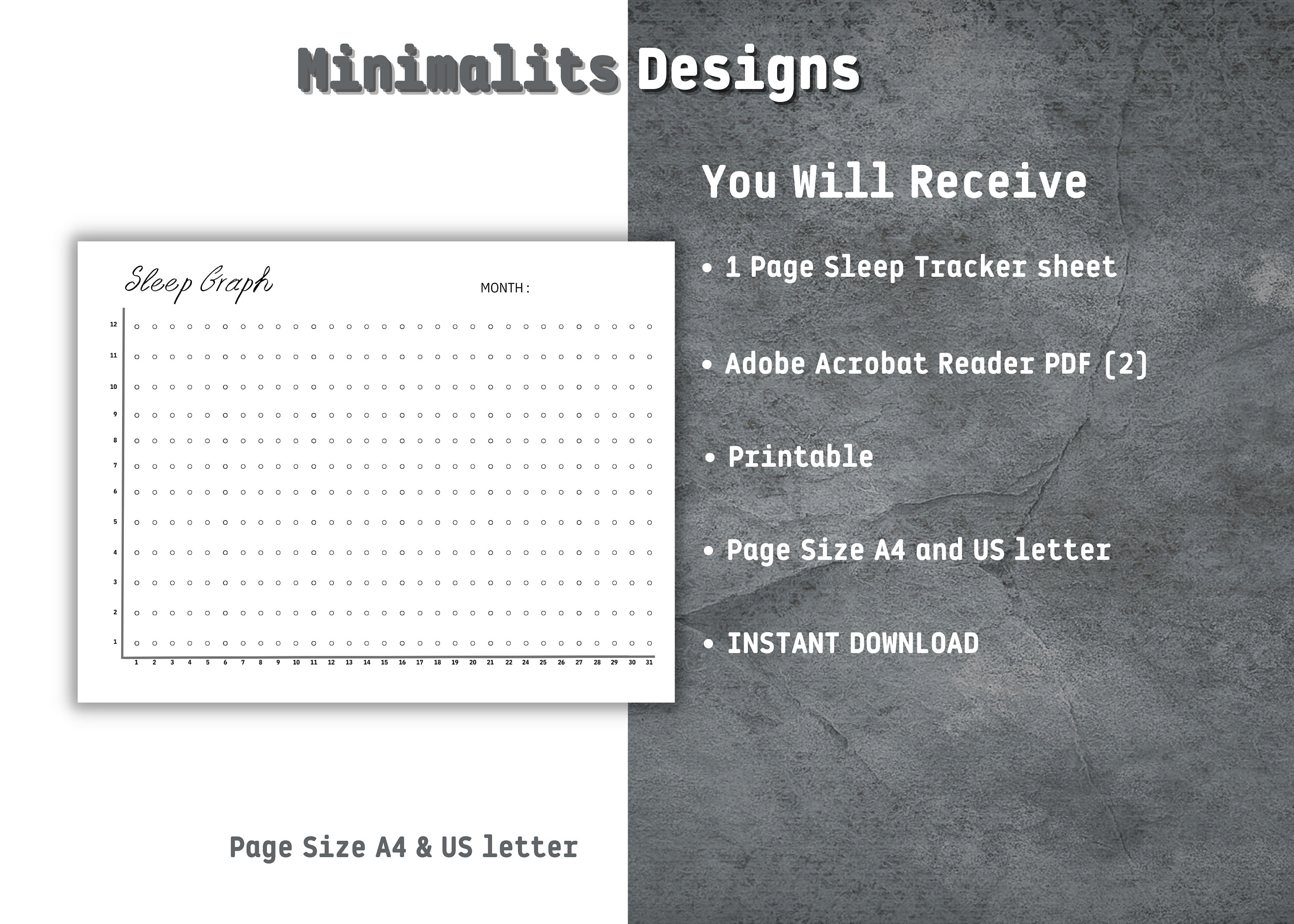 Sleep Tracker, Sleep Chart, Printable Sleep Graph, Sleep Journal ...