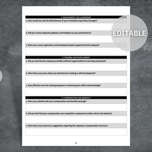 Exit Interview Questions Template, Printable Employee Exit Feedback ...