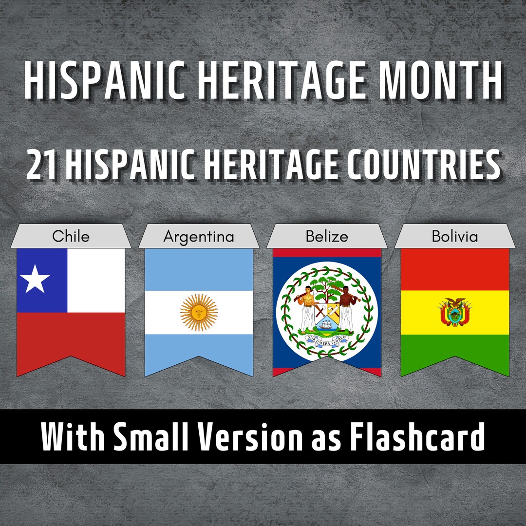 Hispanic Heritage Month, Printable Hispanic Country Flags, Celebrate ...
