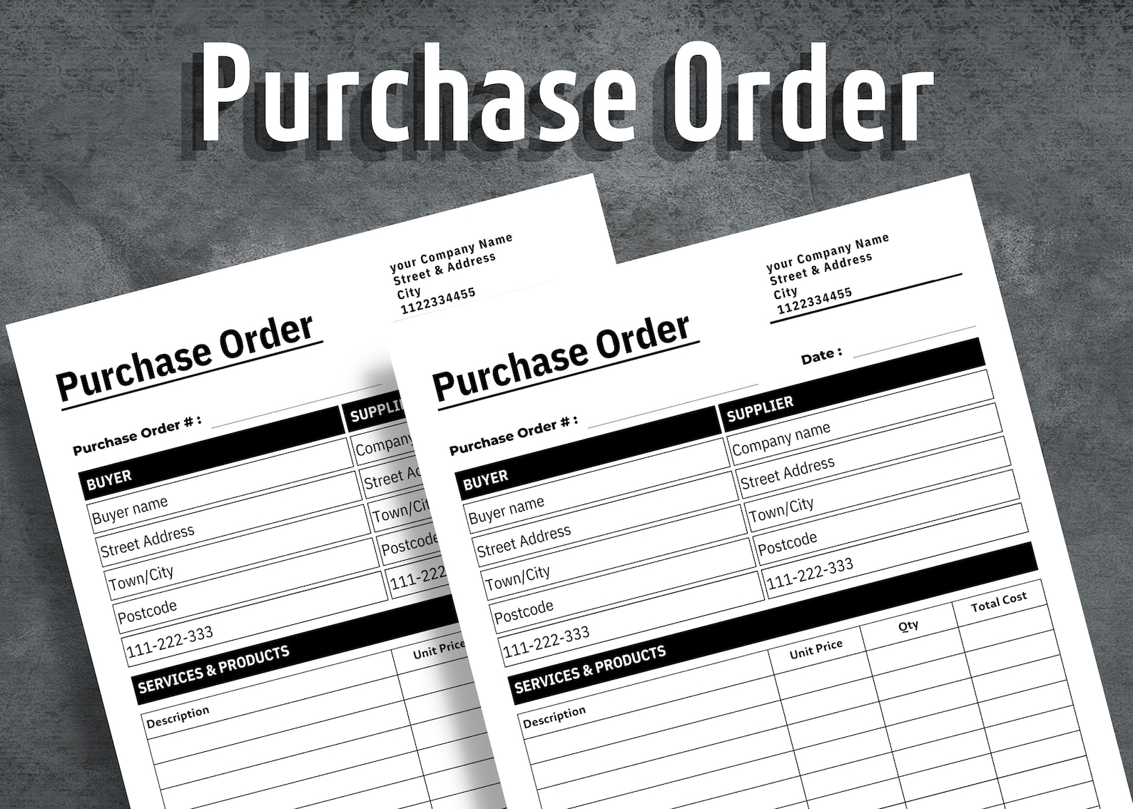 Purchase Order Sheet, Editable Purchase Order Form, Purchase Order Template, Printable Order ...