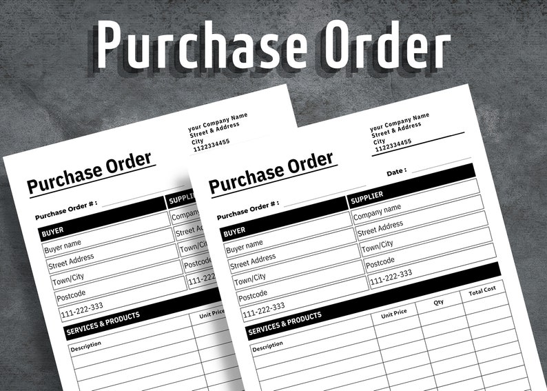 Purchase Order Sheet, Editable Purchase Order Form, Purchase Order ...