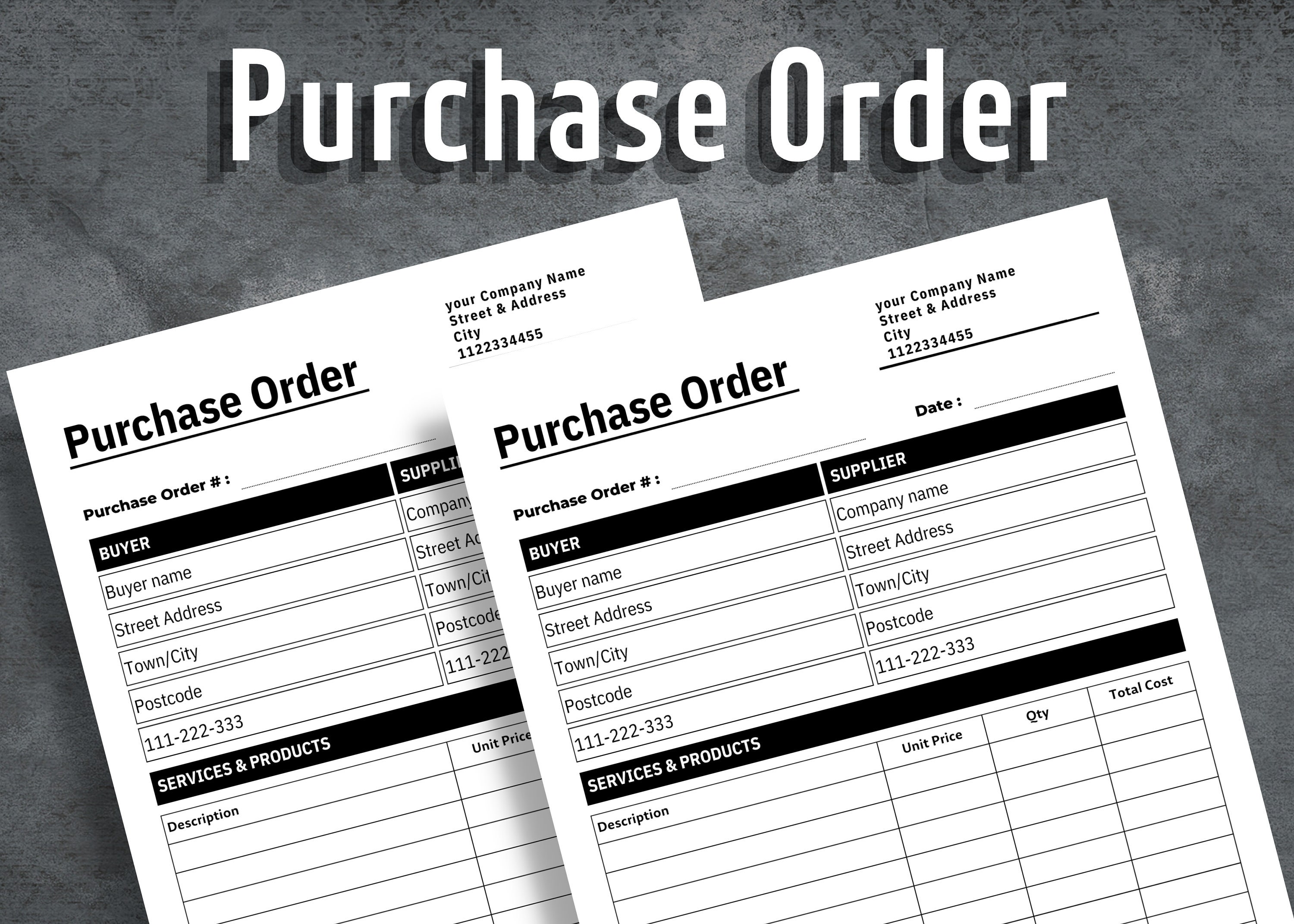 Purchase Order Sheet, Editable Purchase Order Form, Purchase Order ...