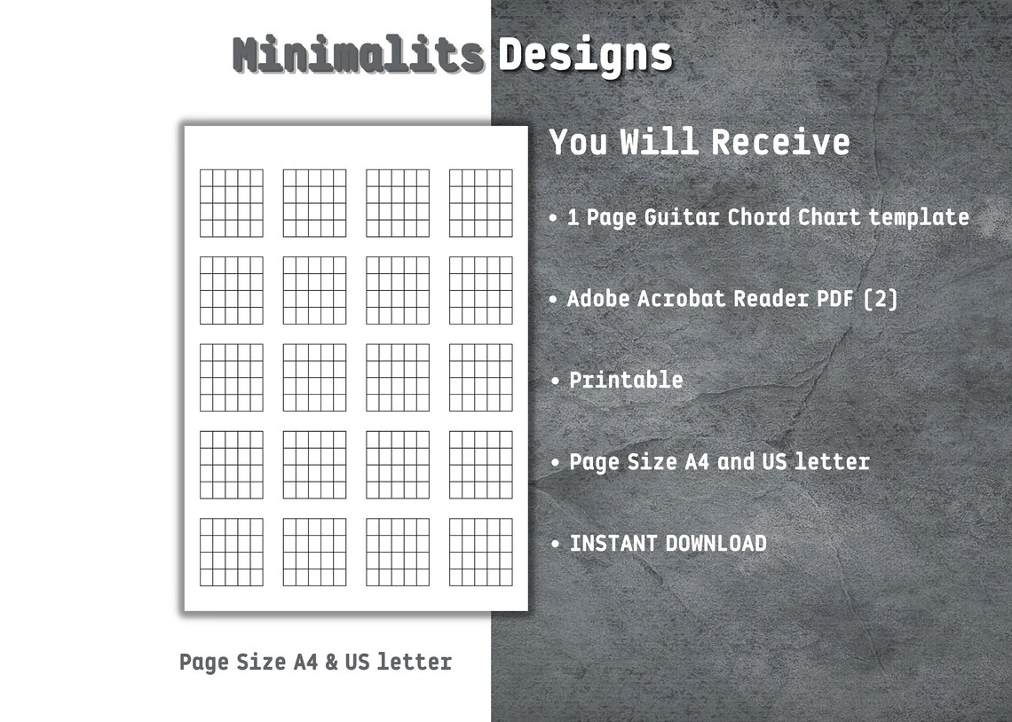 Guitar Chord Chart Guitar Tab Paper Music Sheet Guitar - Etsy