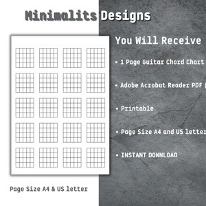 Guitar Chord Chart Guitar Tab Paper Music Sheet Guitar - Etsy
