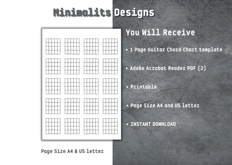 Guitar Chord Chart Guitar Tab Paper Music Sheet Guitar - Etsy