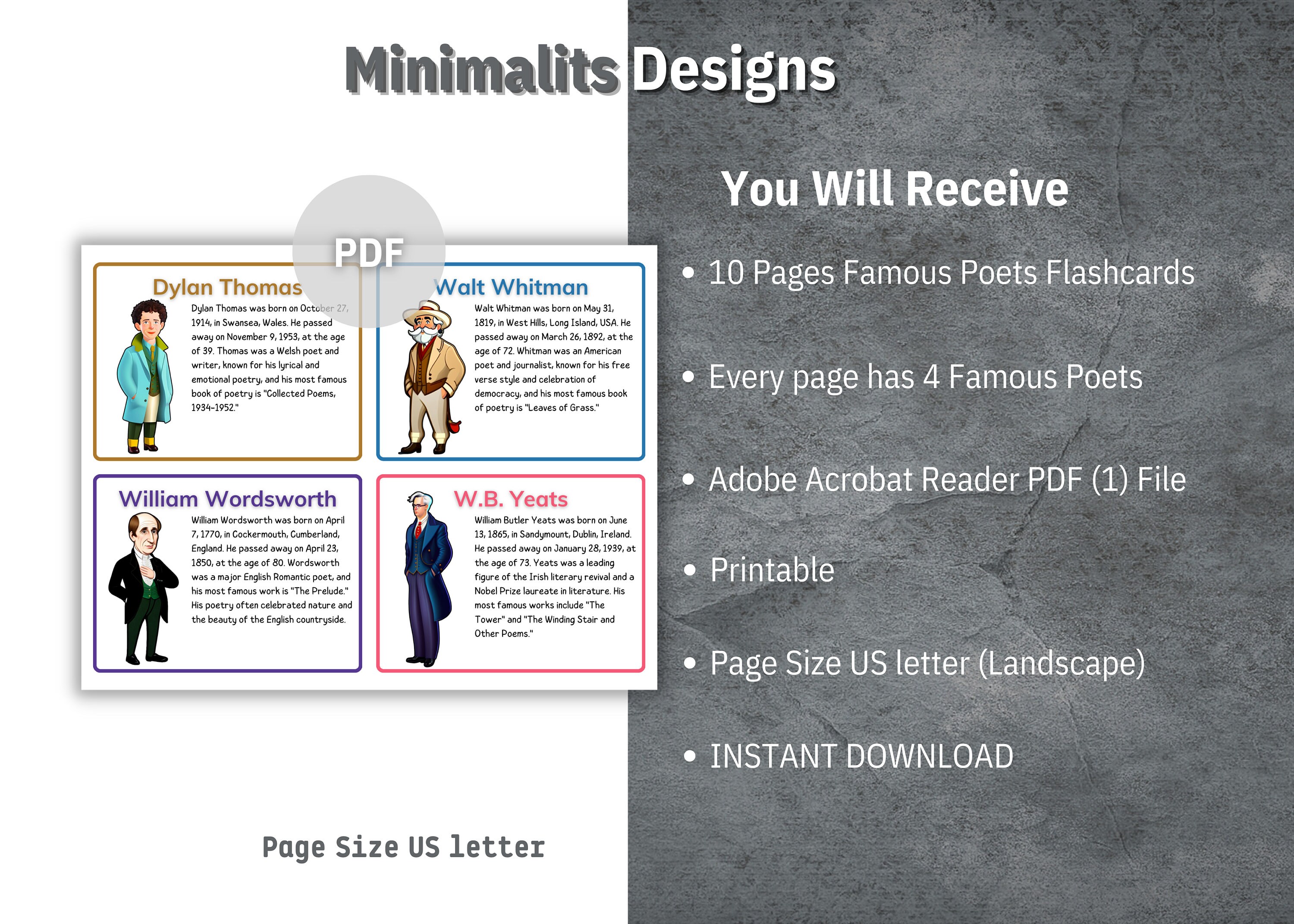 Famous Poets Flash Cards, Famous Poets Posters and Cards, Printable ...