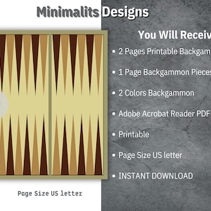 Backgammon Board Game, Printable Backgammon Game, Mini Backgammon Game ...