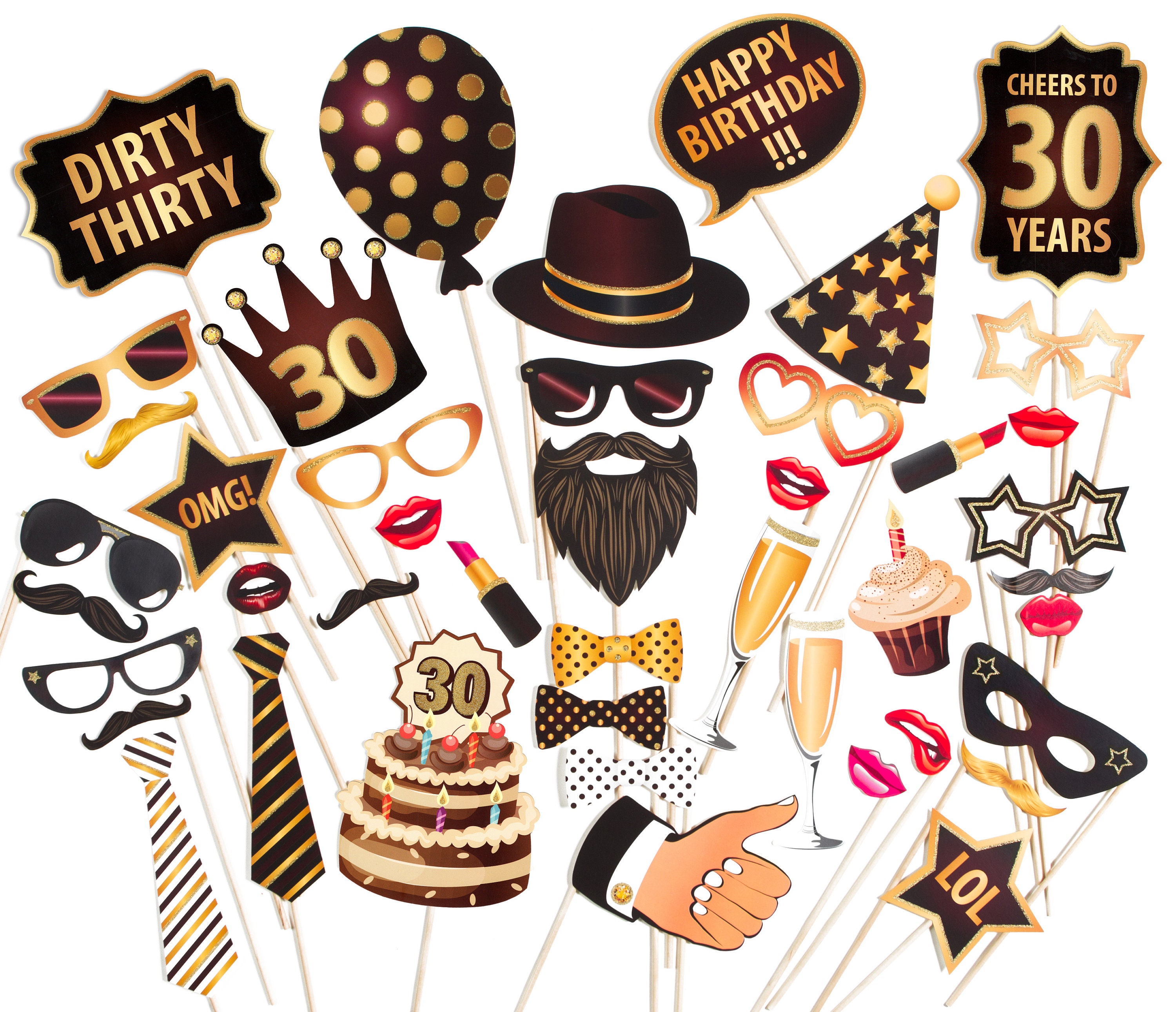 ZEZAZU Happy 30th Birthday Party Photo Booth Props Funny DIY - Etsy