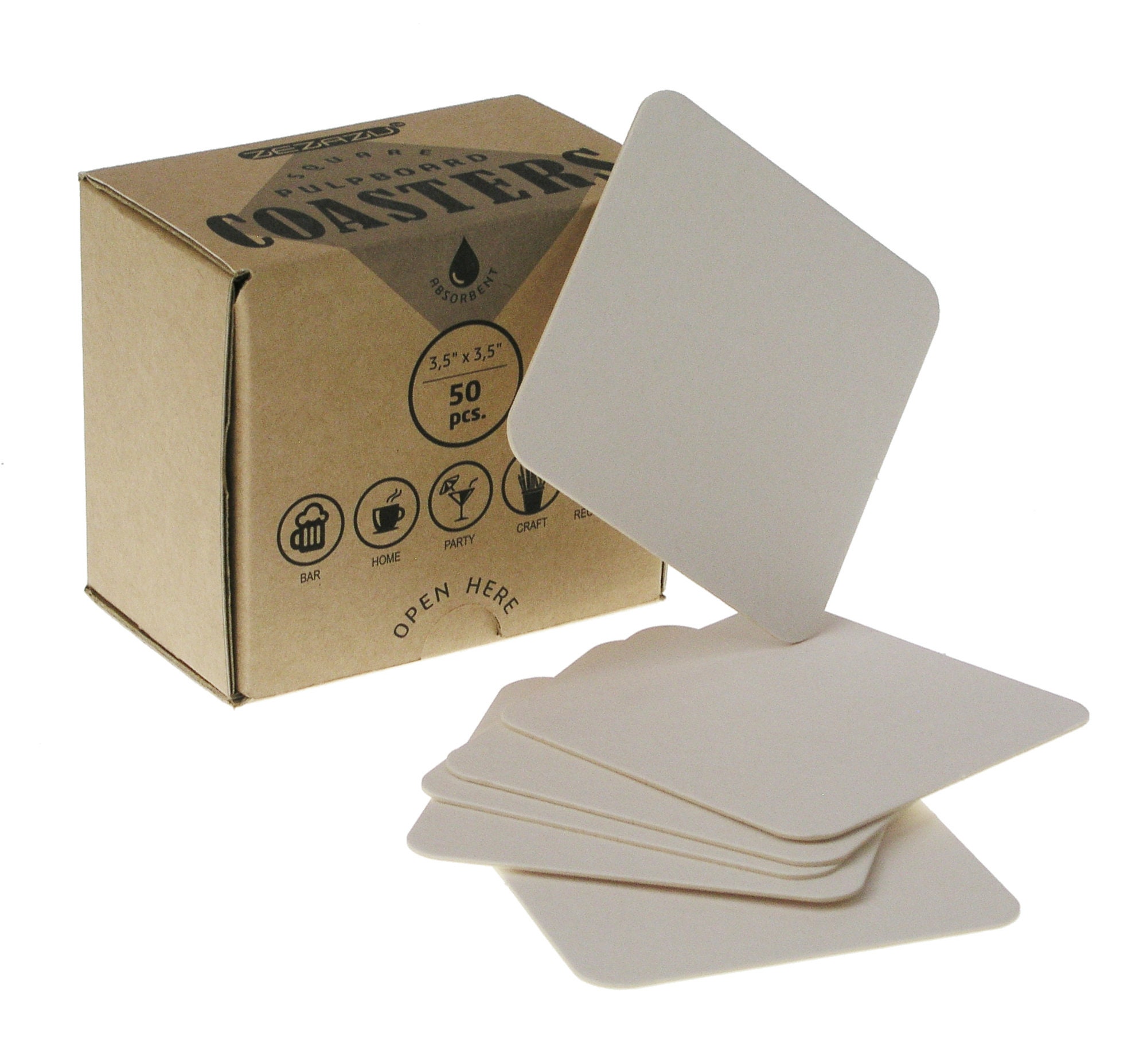 ZEZAZU 9cm Square Heavyweight Blank White Paper Pulpboard Absorbent ...