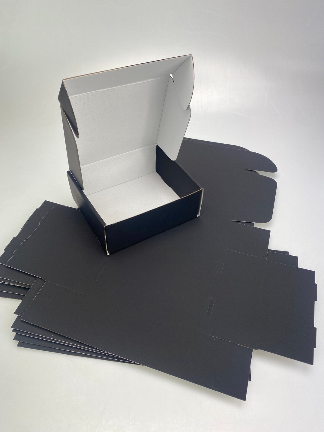 8 X Softtouch Black Corrugated Cardboard Boxes, Small Parcel Postal ...