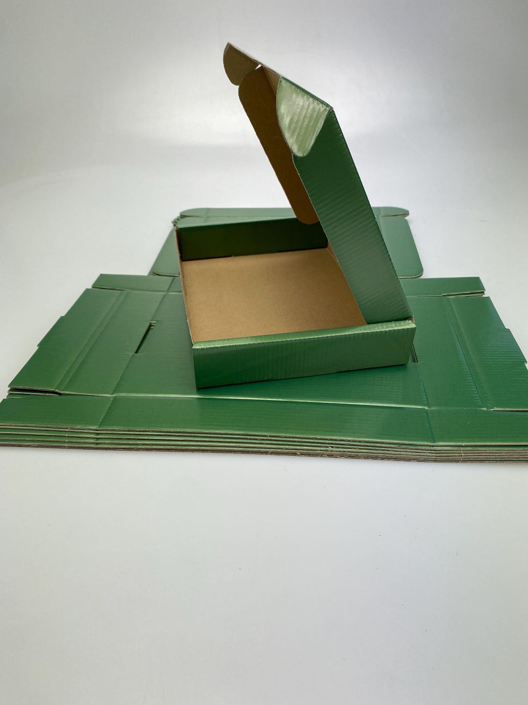 10 Pcs Set Green Corrugated Cardboard Shipping Boxes: Small Parcel Size ...