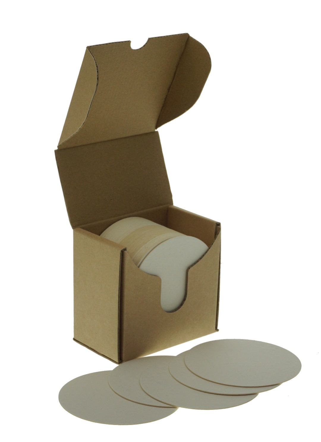 ZEZAZU 9 Cm Round Heavyweight Blank White Paper Pulpboard Absorbent ...