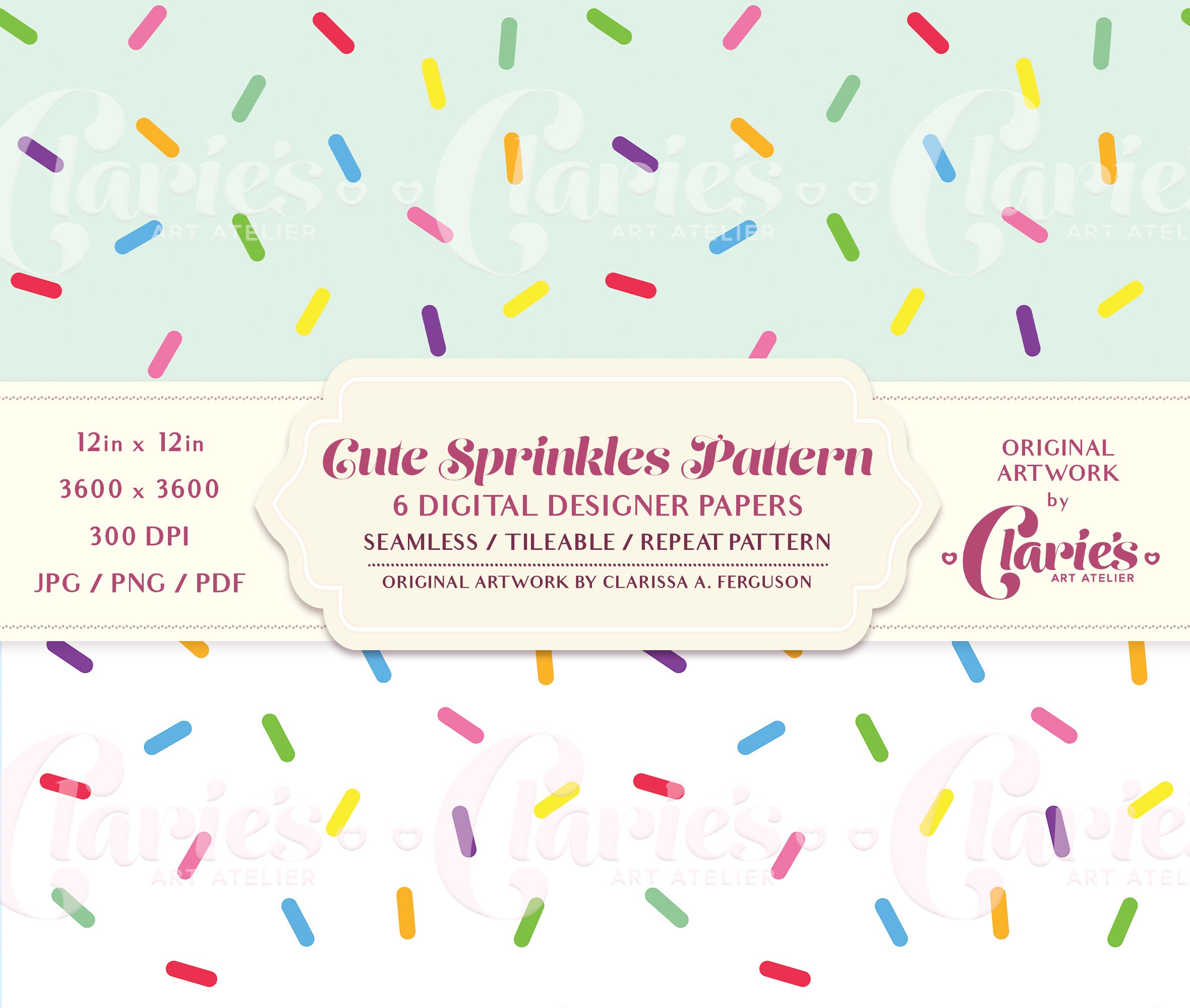 6 Cute Sprinkle Patterns for Digital Download / Digital Paper Pack ...