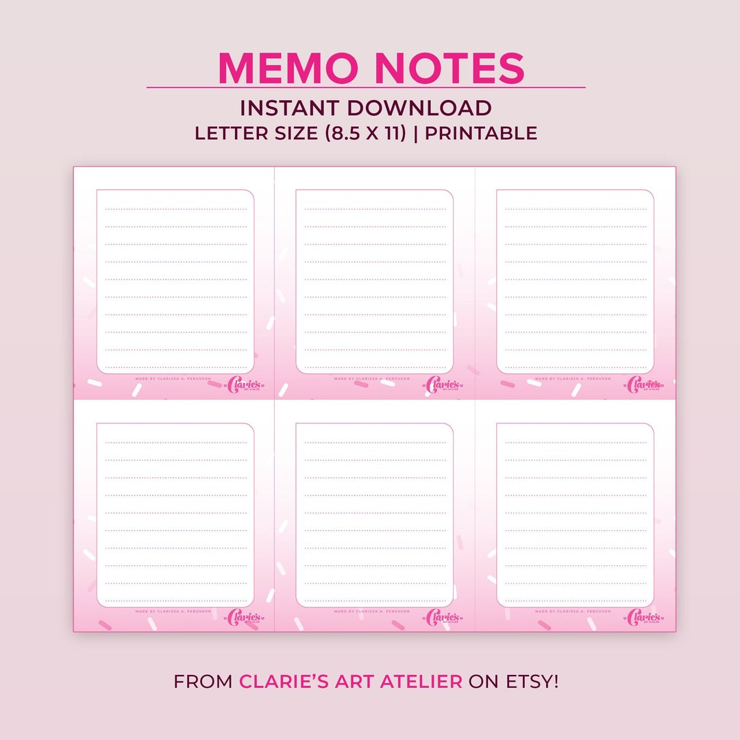 Memo Notes | Printable Memo Notes, Planner Pages, To-do List Pages - Etsy