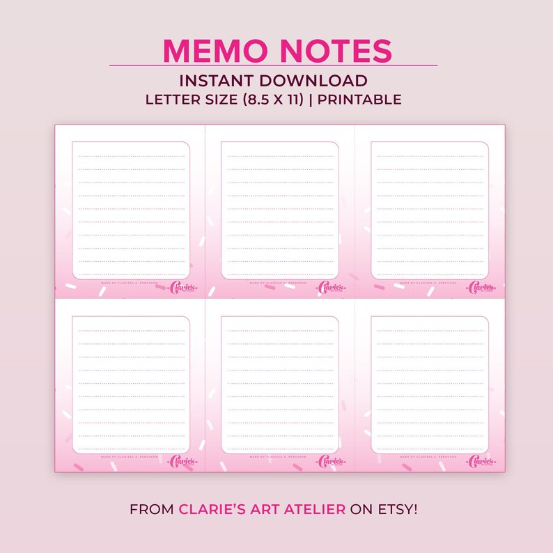 Memo Notes | Printable Memo Notes, Planner Pages, To-do List Pages - Etsy