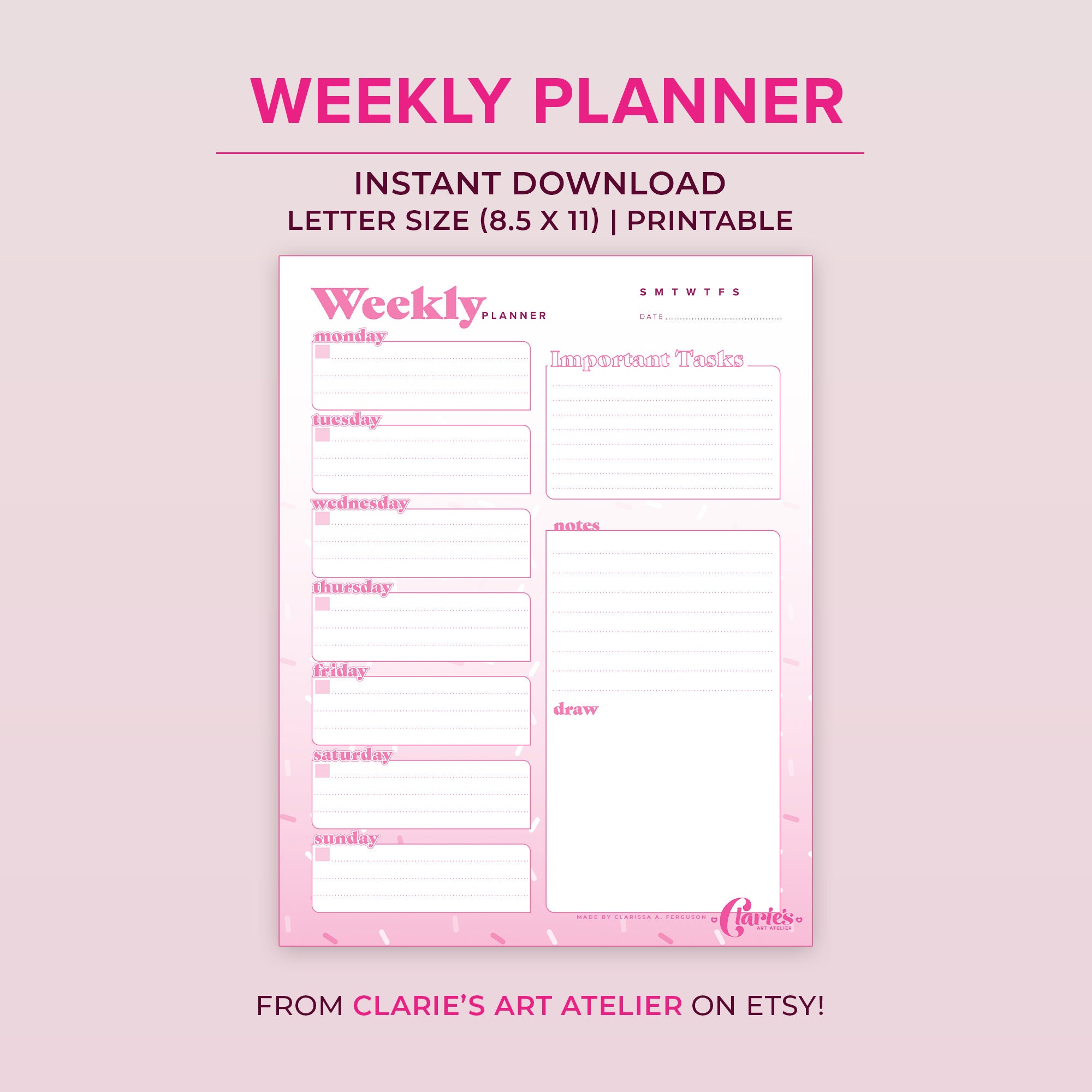 Weekly Planner, Memo Notes & To-do Lists Bundle Pack - Etsy