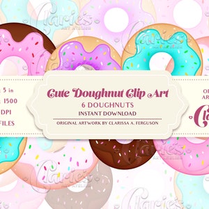 Cute 6 Doughnut Clip Art - Personal and Commercial Use - Instant ...