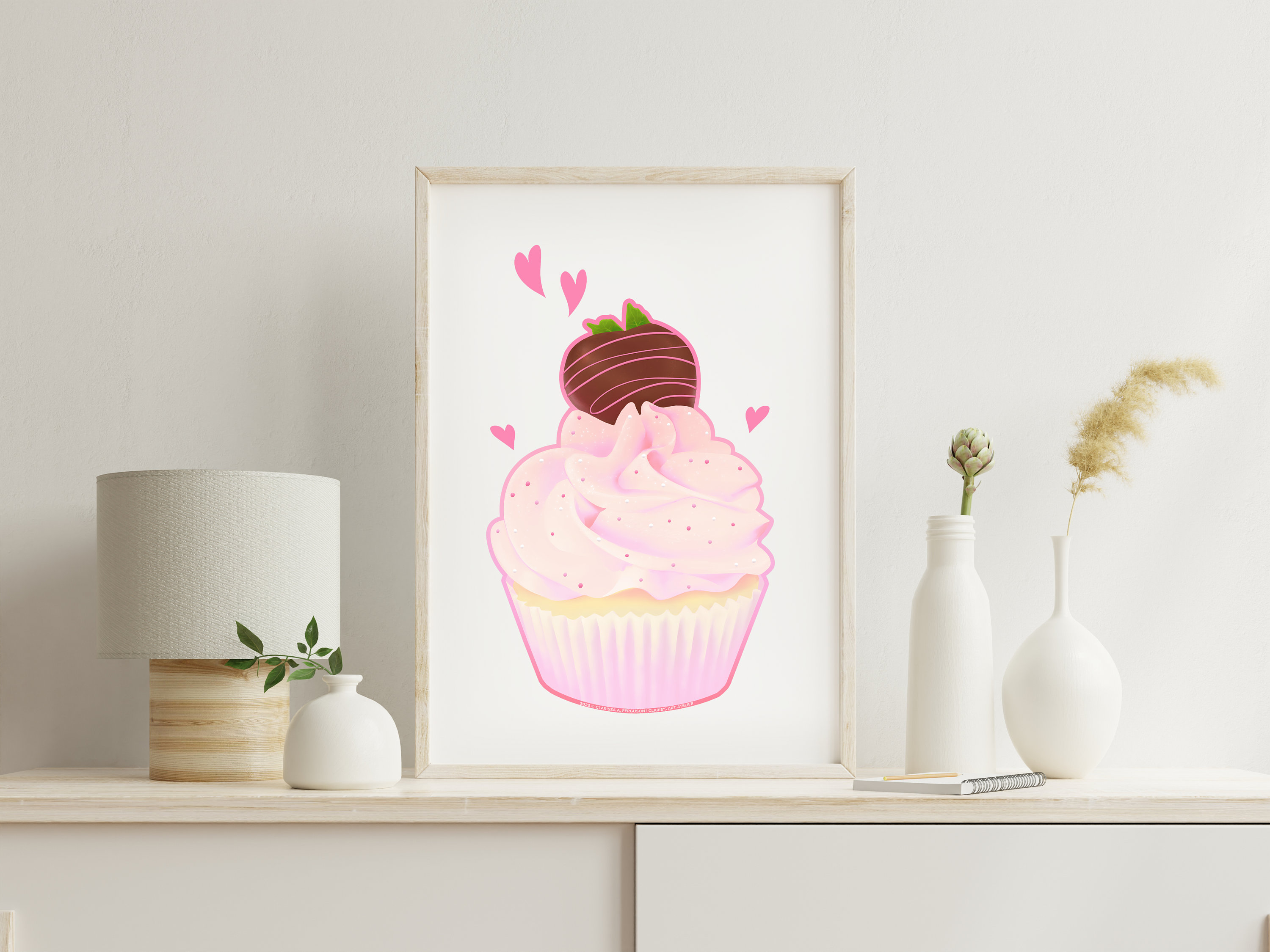 Pink Cupcake Wall Art, Cute Printable Wall Art, Digital Download, Cute ...