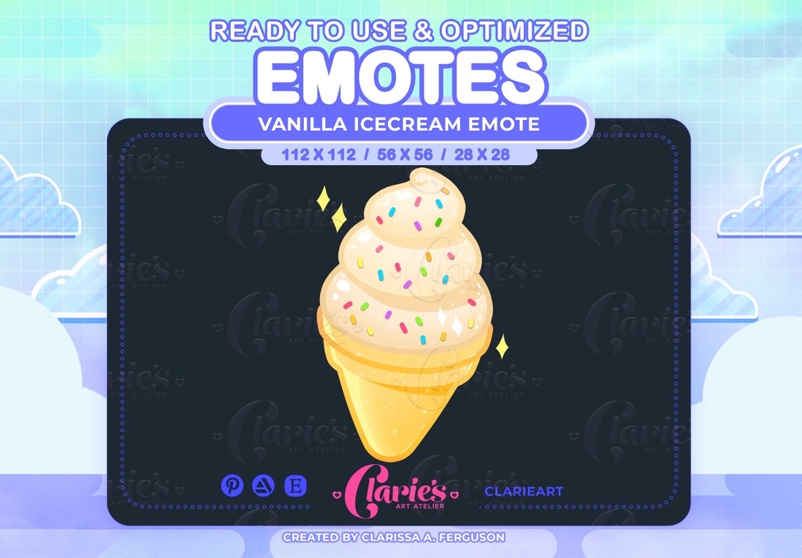 Cute Vanilla Ice Cream Cone Emote for Twitch, Discord and More - Etsy