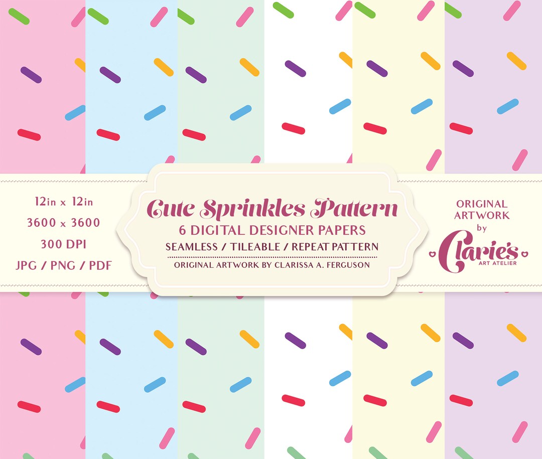 6 Cute Sprinkle Patterns for Digital Download / Digital Paper Pack ...