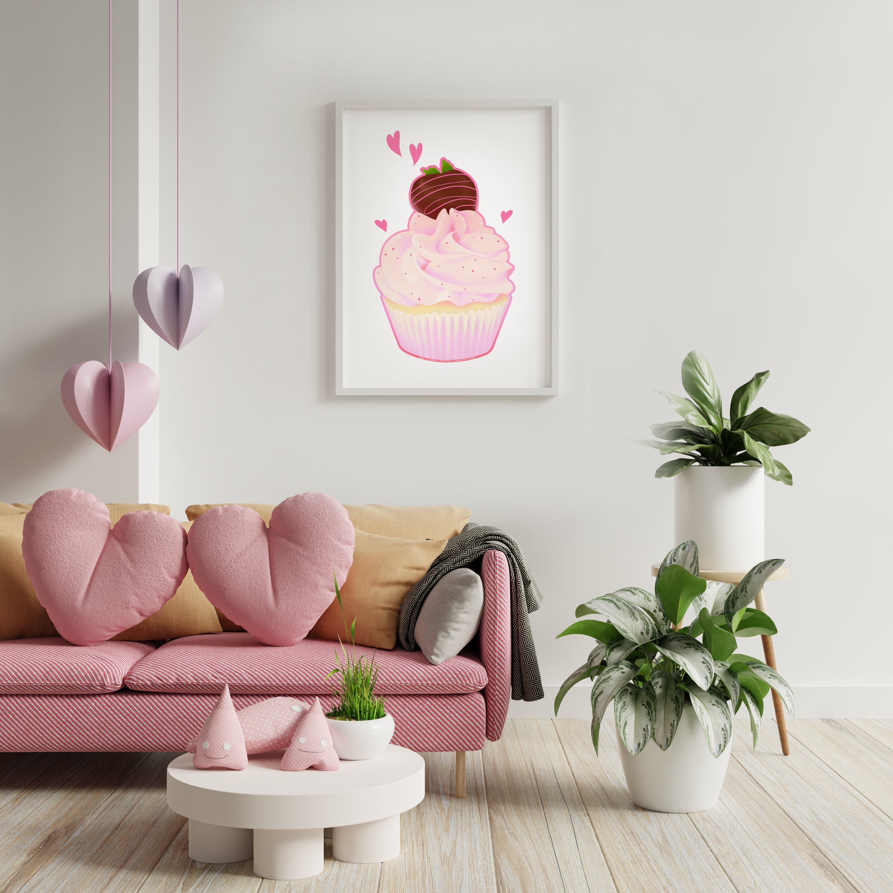 Pink Cupcake Wall Art, Cute Printable Wall Art, Digital Download, Cute ...