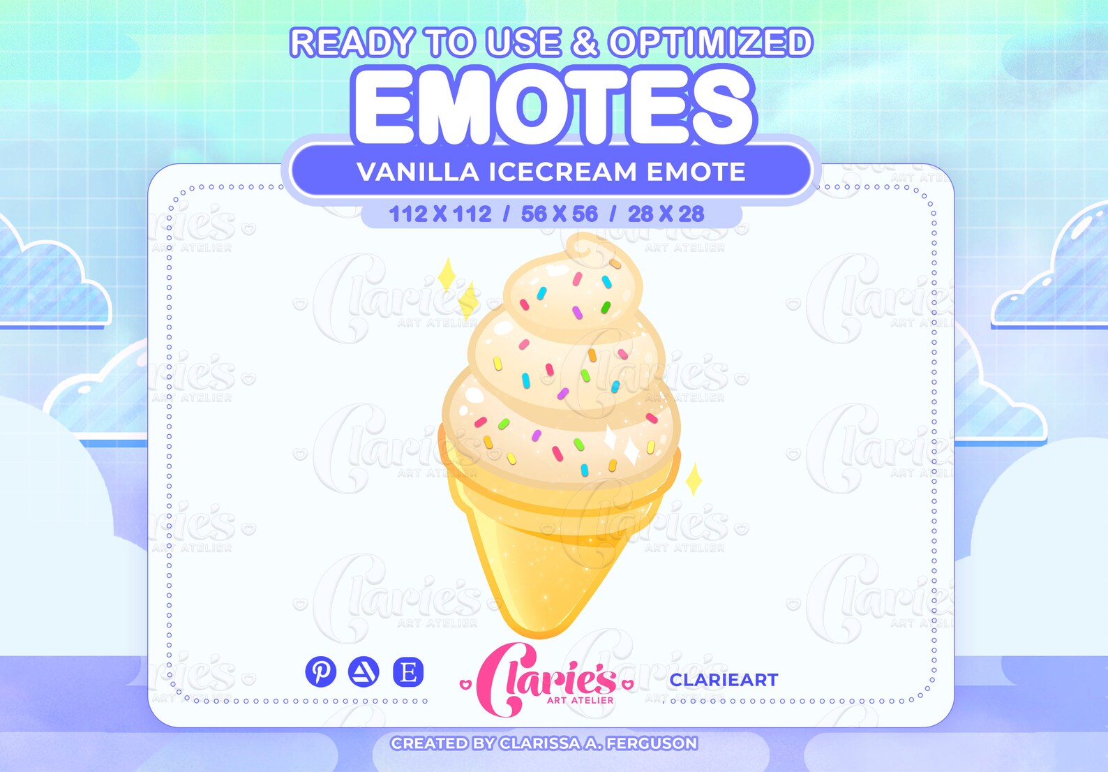 Cute Vanilla Ice Cream Cone Emote for Twitch, Discord and More - Etsy