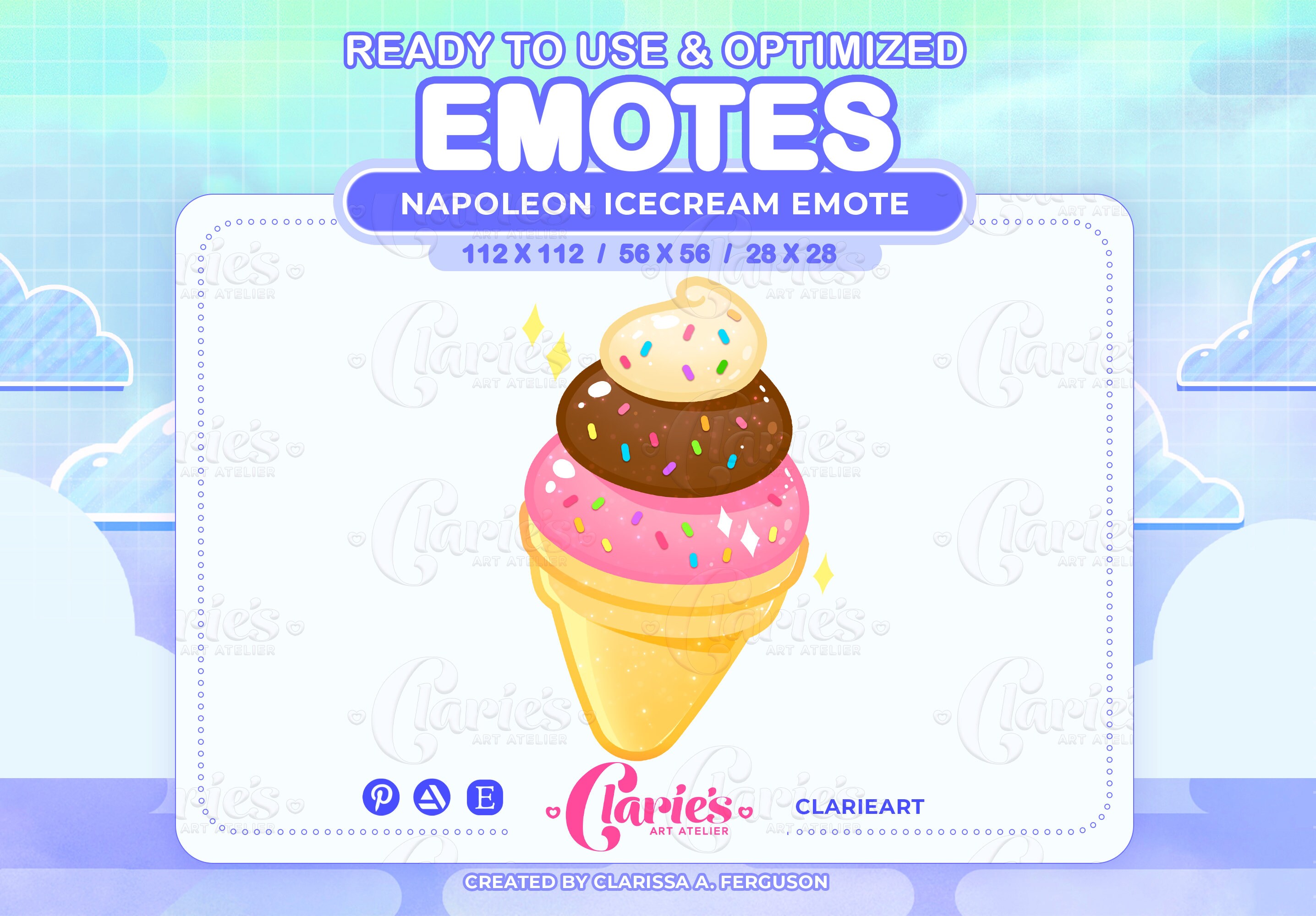 Cute Ice Cream Emote | Napoleon Ice Cream | Twitch Emote | Channel ...