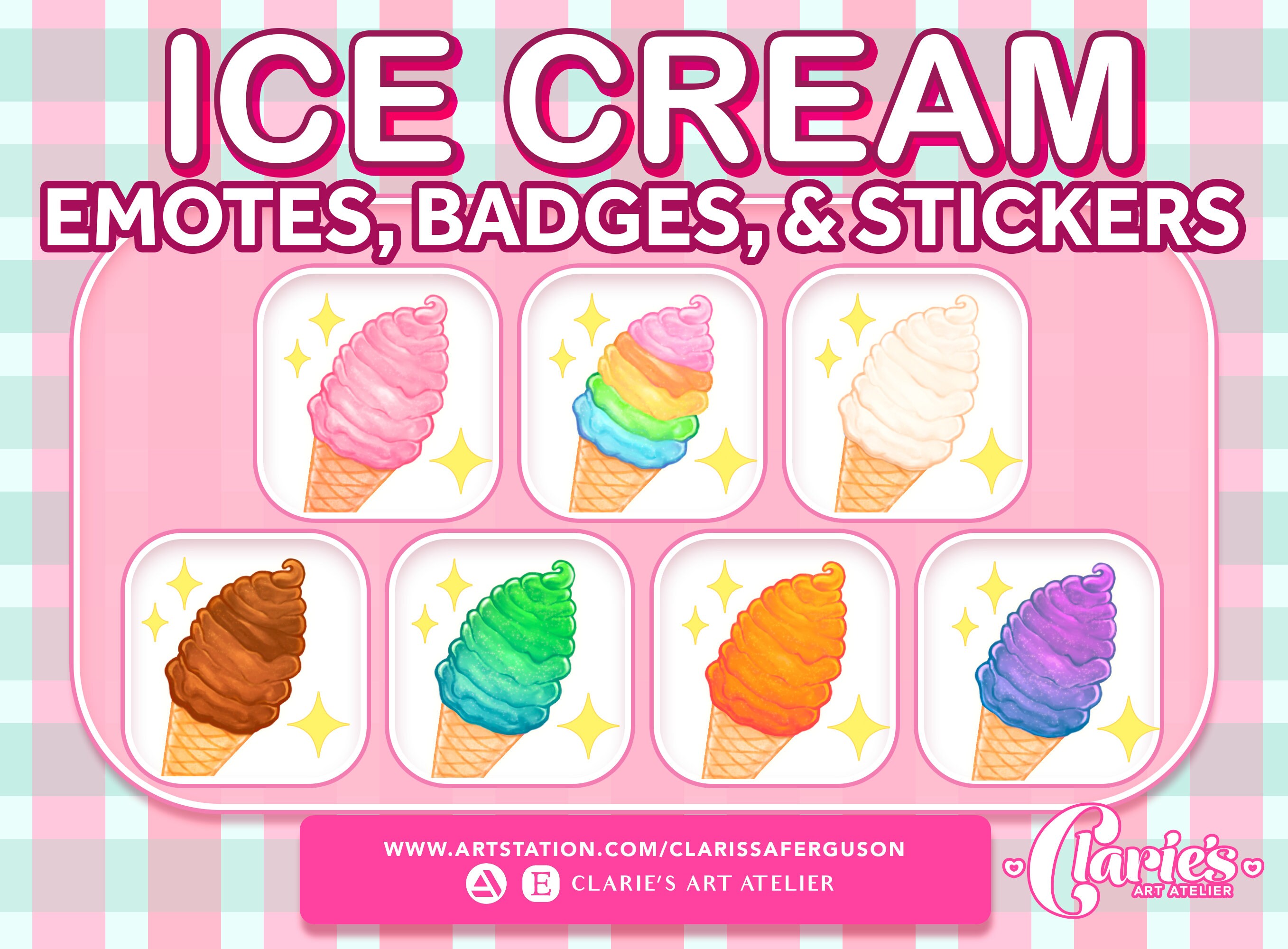 Ice-cream Cone Emotes Badges & Stickers Cute Emotes / Twitch Emotes ...