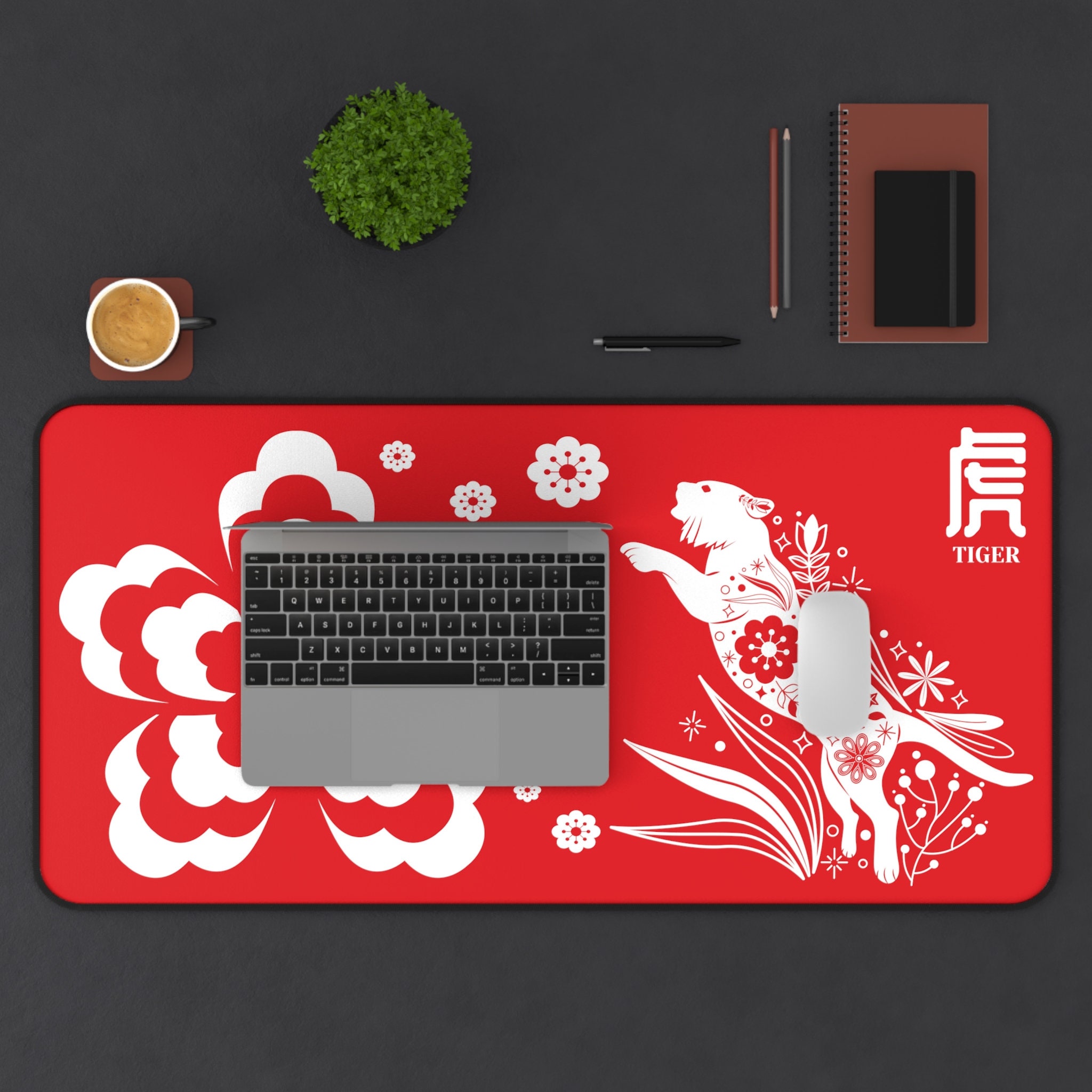 Tiger Desk Mat Year of the Tiger Desk Pad, Cute Aesthetic Desk Decor ...