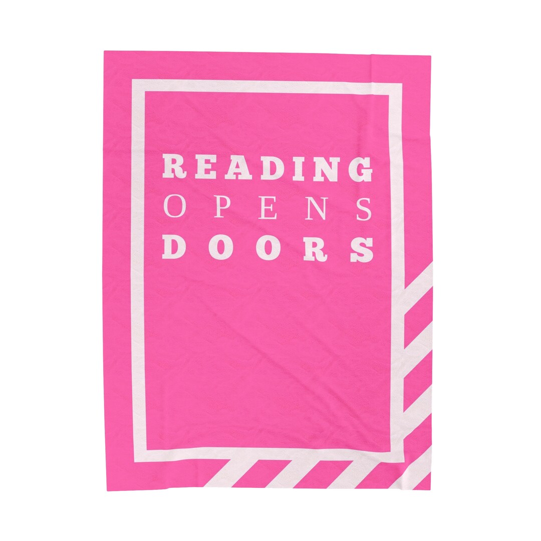 Reading Blanket Reading Opens Doors Pink Blanket, Readers Blanket, Back ...