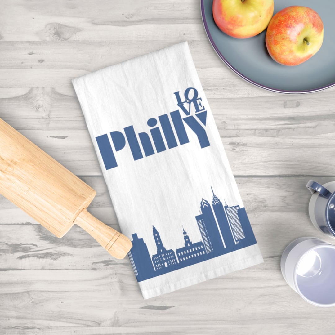 Tea Towel | Philadelphia Skyline Kitchen Towel, Love Philly Dish Towel ...
