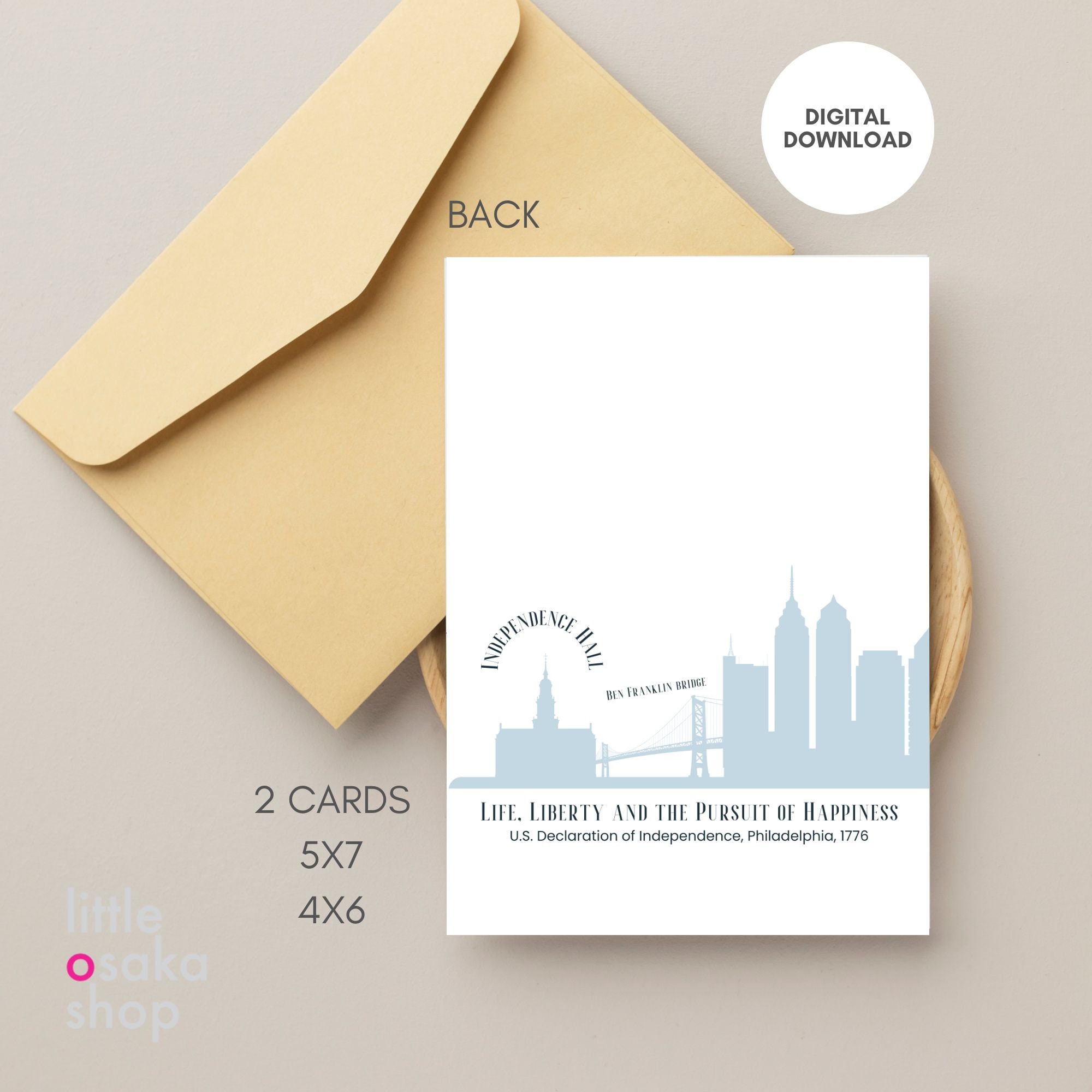 Set of 2 Printable Philadelphia Skyline Cards | Sizes 5x7 and 4x6 ...