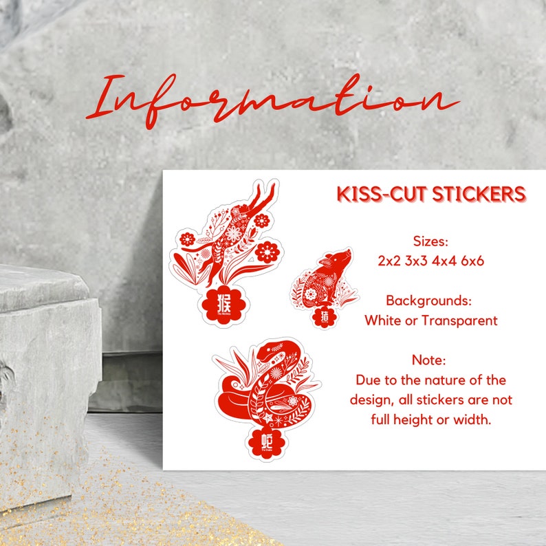 Snake Sticker Year of the Snake Kiss-cut Sticker, Chinese Lunar New ...