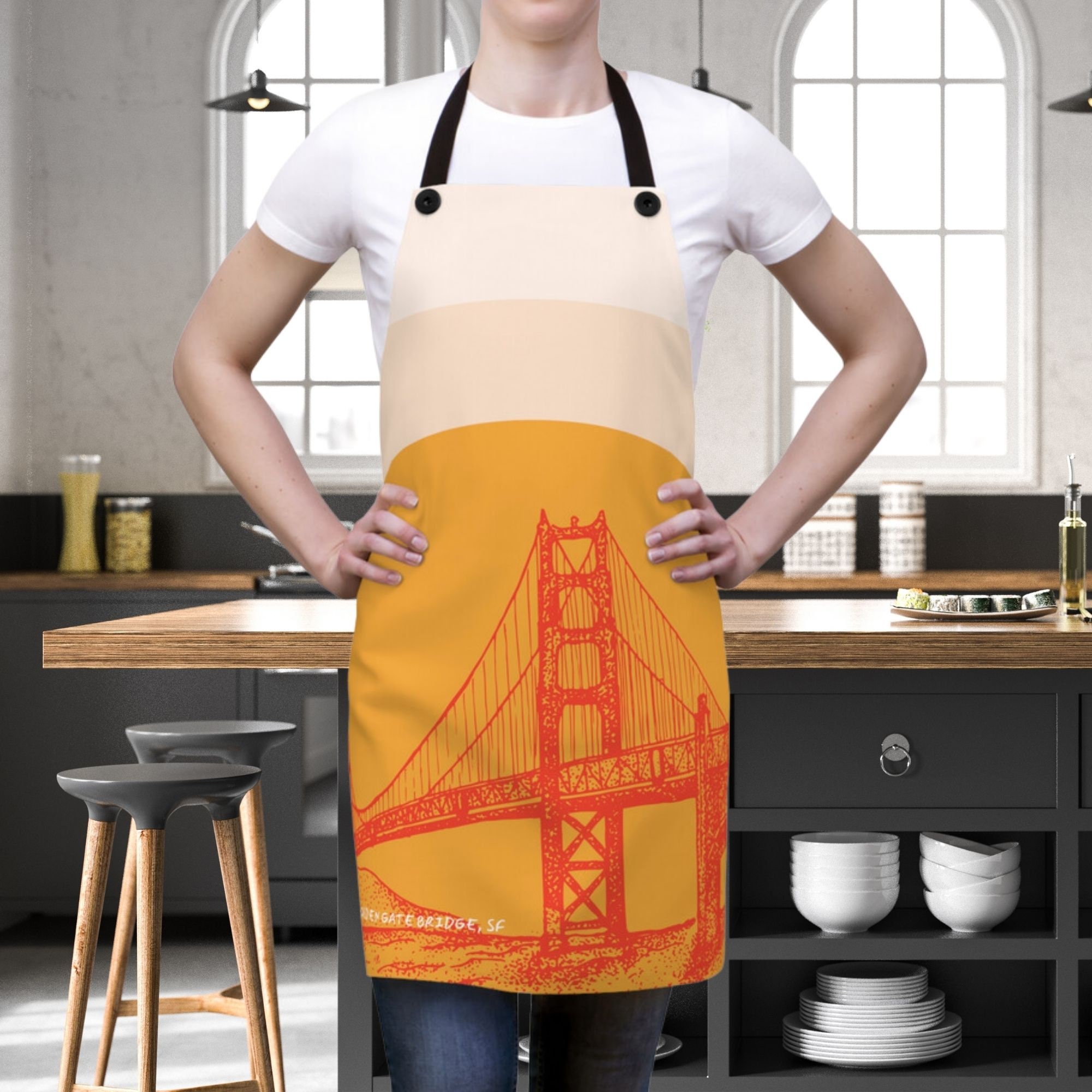 Apron Golden Gate Bridge Frisco Chef Apron, Women Men Cooking Baking ...