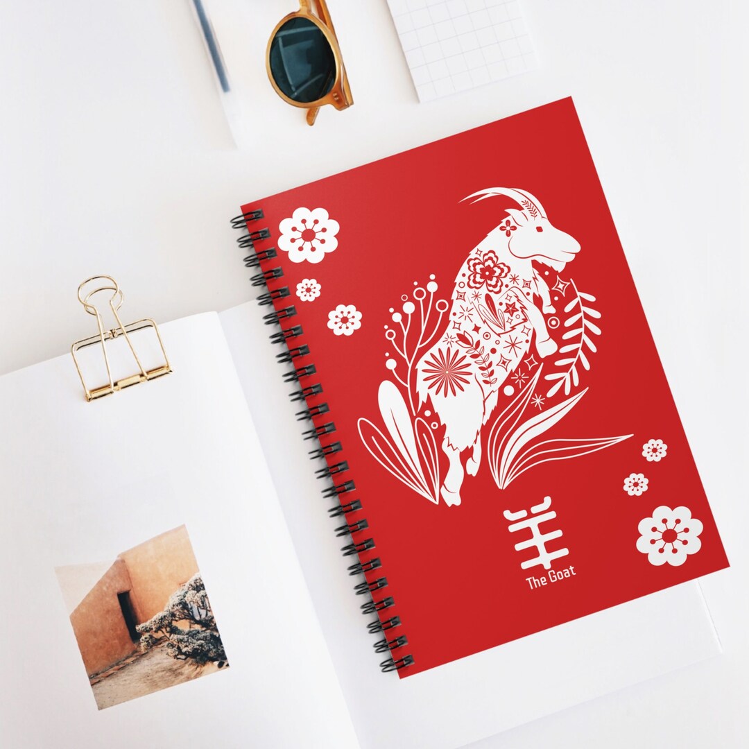 Spiral Notebook | Year of the Goat Notebook, Cute Aesthetic Goat ...