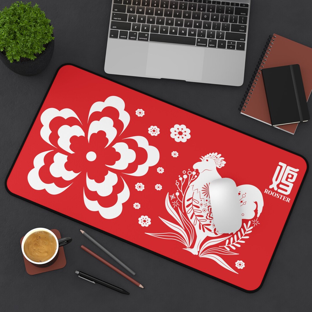 Rooster Desk Mat | Year of the Rooster Desk Pad, Cute Aesthetic Desk ...