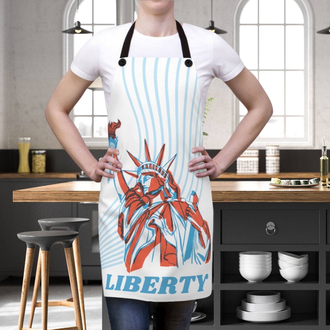 Apron Statue of Liberty July 4th Chef Apron, Women Men Cooking Baking ...