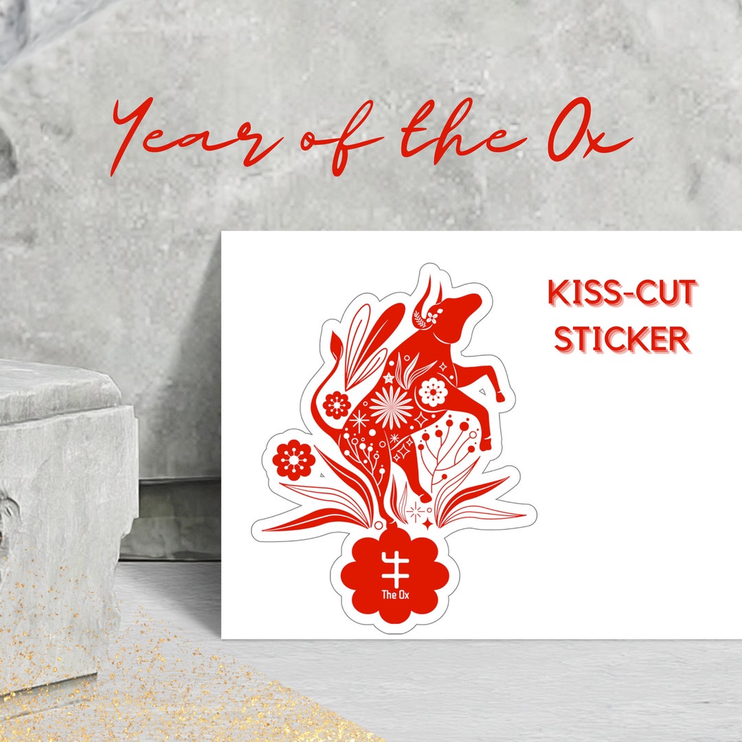 Ox Sticker | Year of the Ox Kiss-cut Sticker, Chinese Lunar New Year of ...