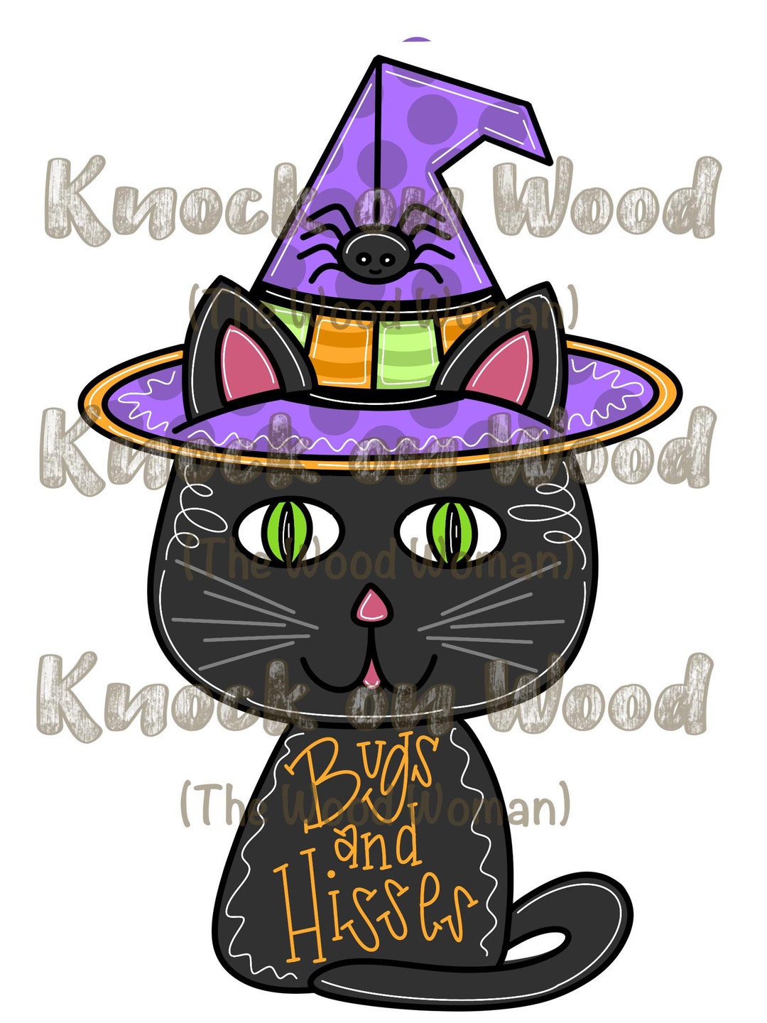 TEMPLATE & SVG: Black Cat With Witch Hat Door Hanger (digital Files ...